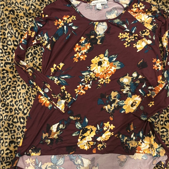 New York Laundry | Tops | New York Laundry Burgundy Floral Long Sleeve ...